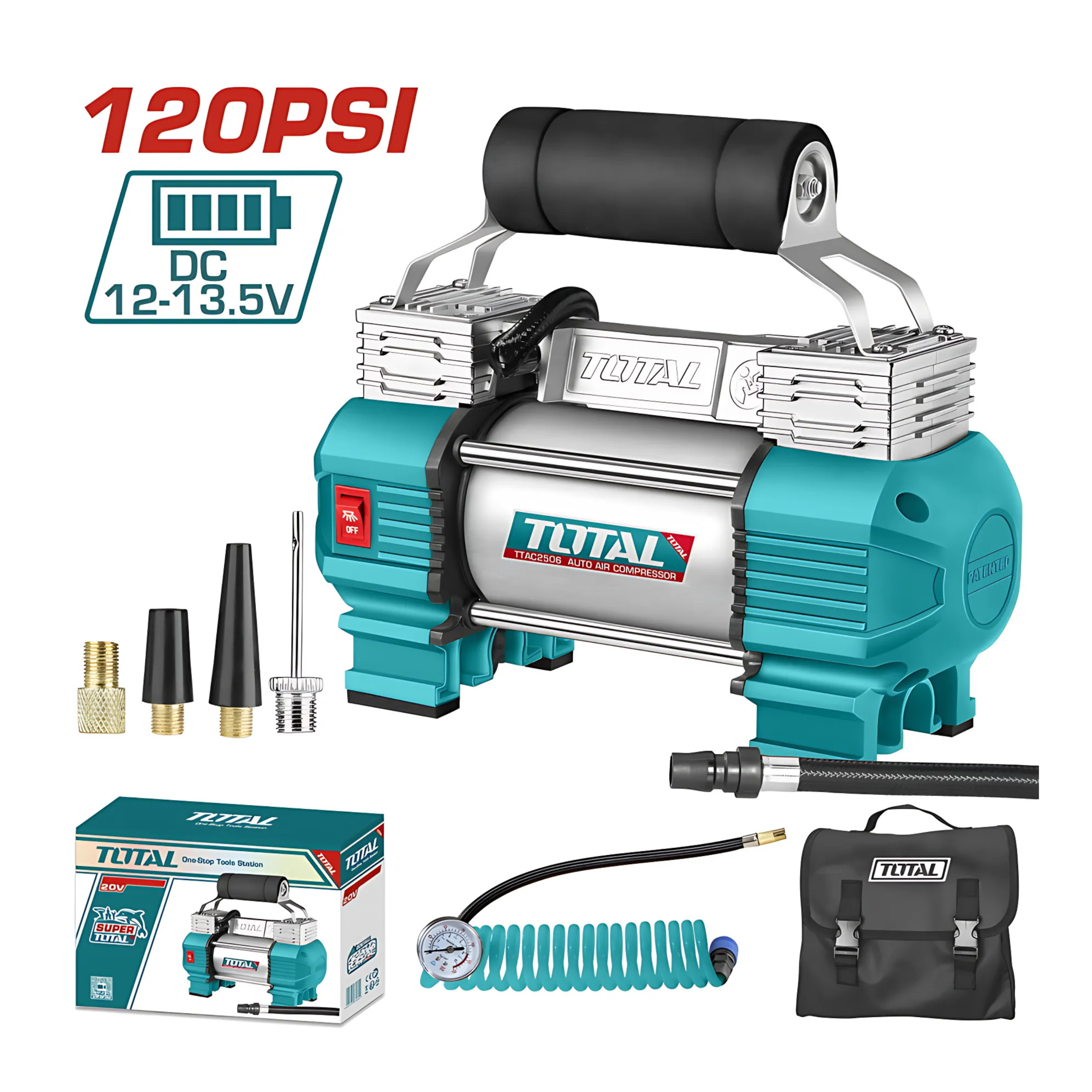 COMPRESOR DE AIRE 12V de Total TTAC2506 – Herramientas Perú